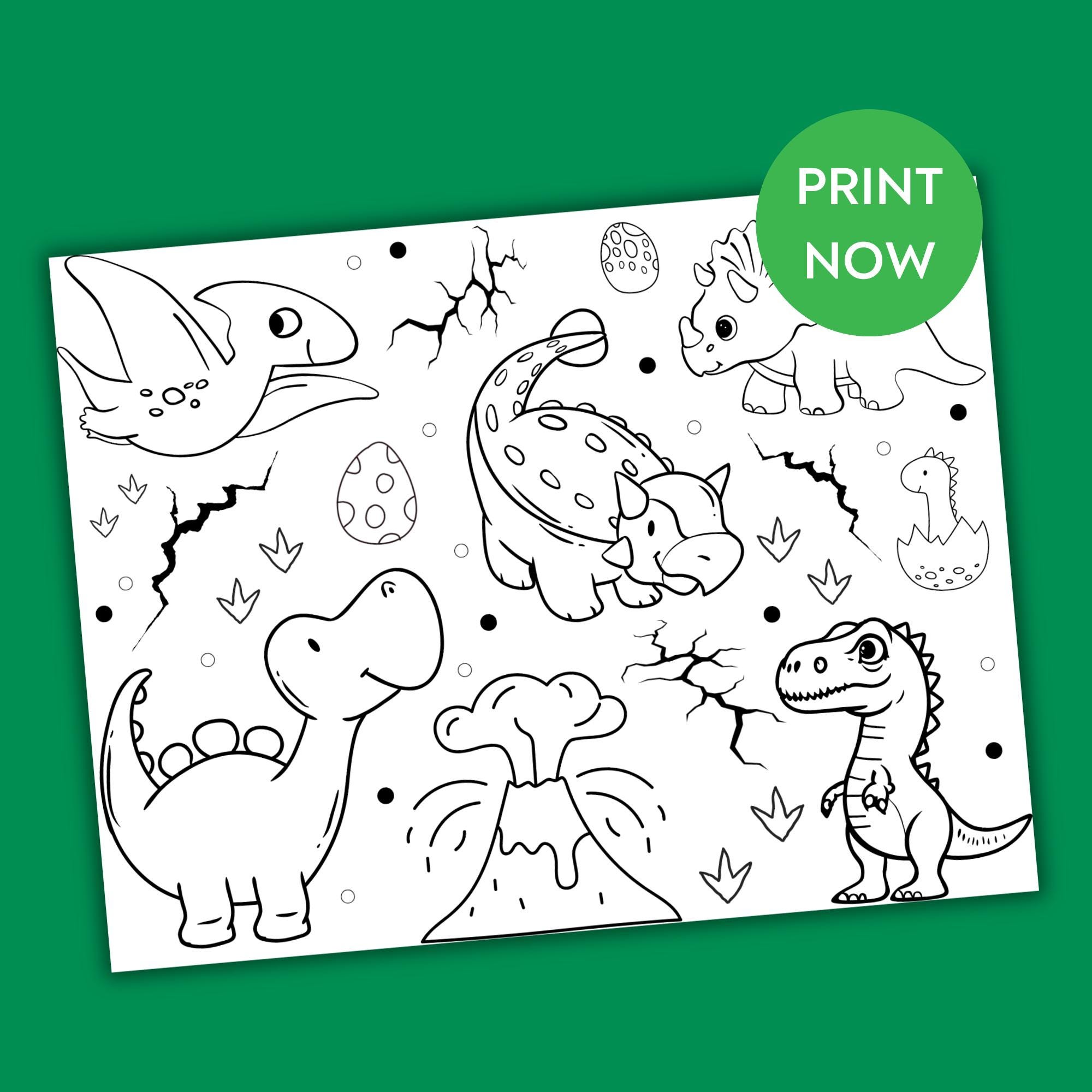 Dinosaur Coloring Page, Kids Printable Dino Activity, Fun Kids Dinosaur ...