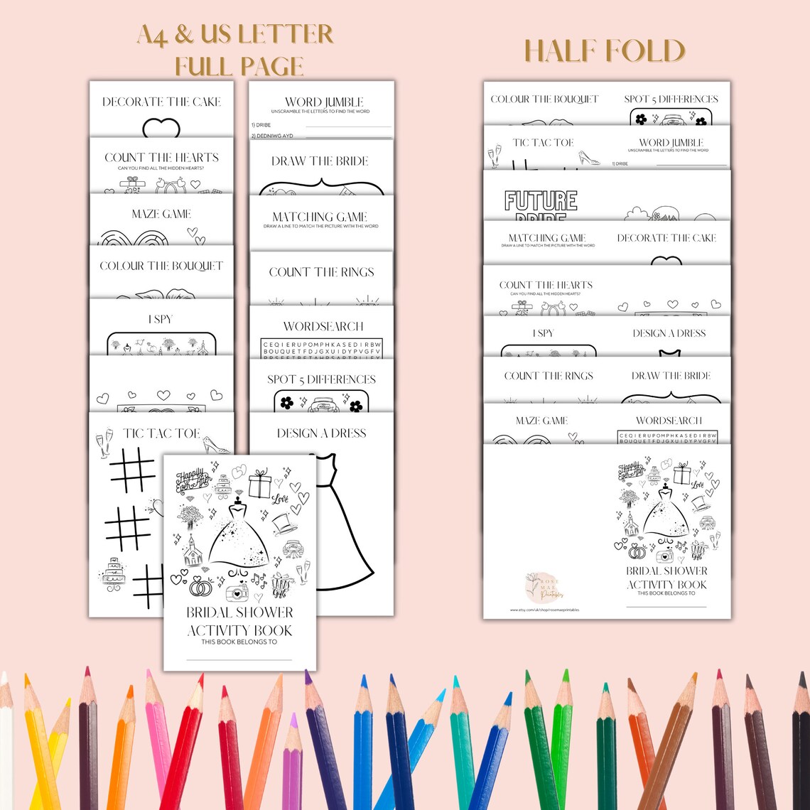 Bridal Shower Activity and Coloring Book for Kids, Bridal Shower Games ...