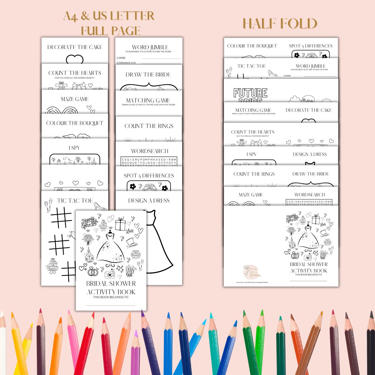 Bridal Shower Activity and Coloring Book for Kids, Bridal Shower Games ...