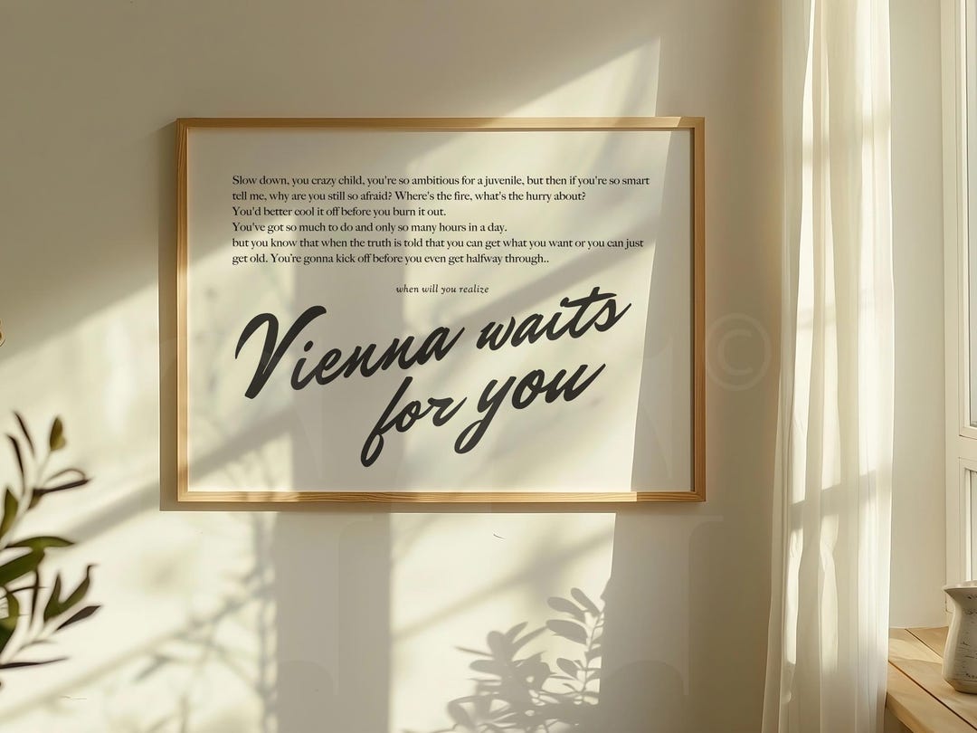 Vienna Lyrics Digital Download Print V2, Wall Decor, Large Printable ...