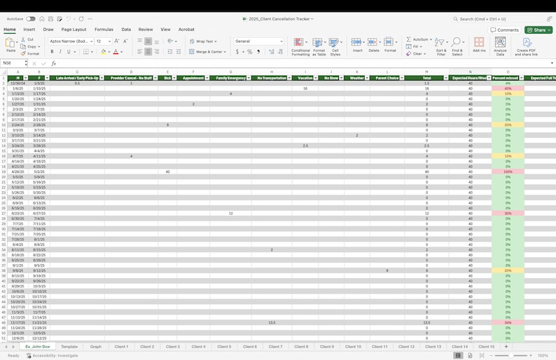 2025 Client Cancellation Tracker - Etsy