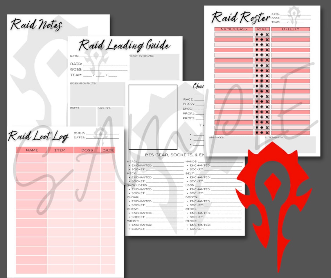 Raid Planning Printables Wow [HORDE] - Etsy