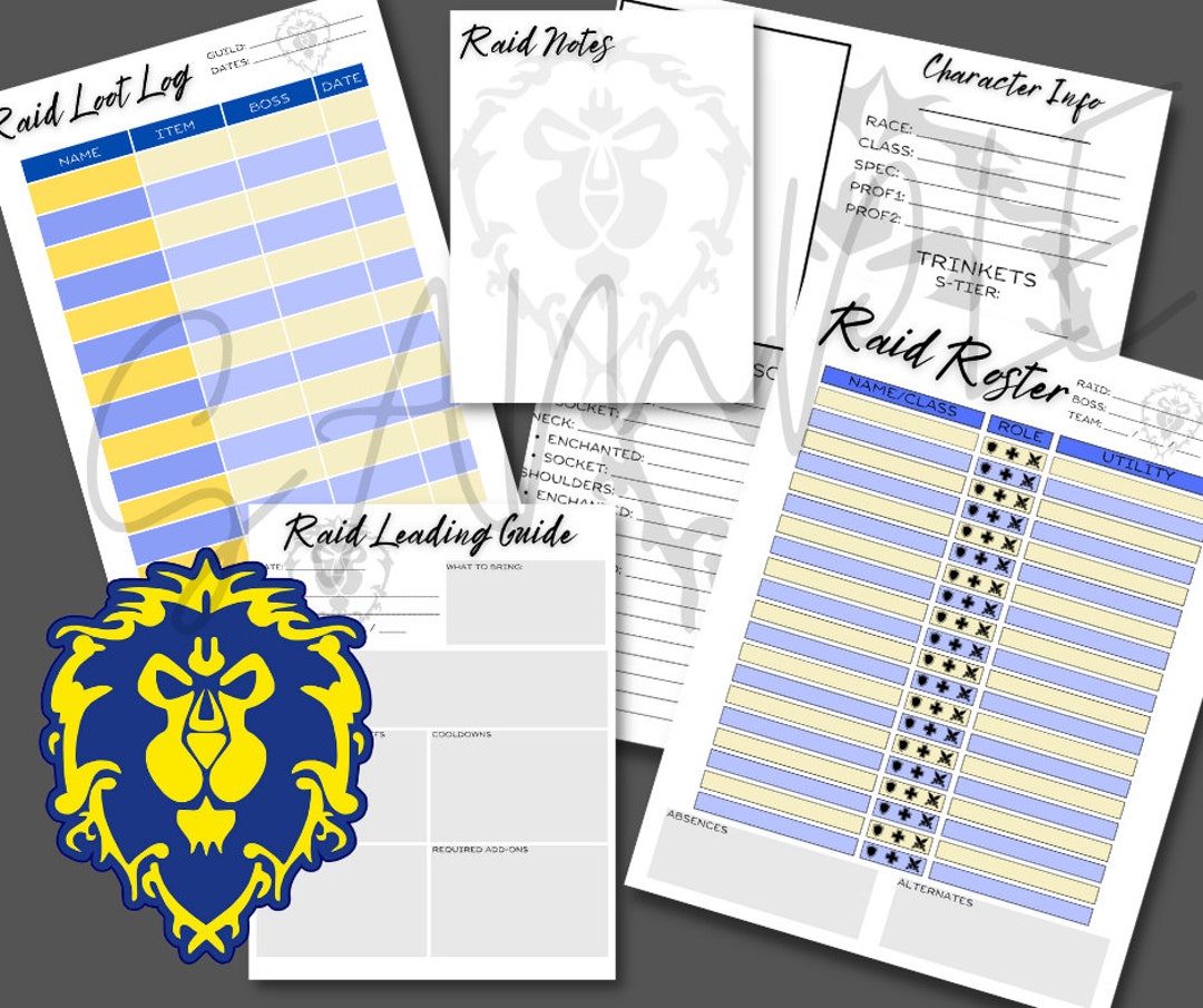 Raid Planning Printables Wow [ALLIANCE] - Etsy