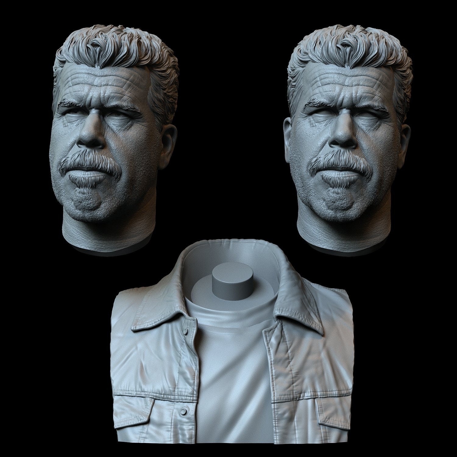 3D Printed Bust of Ron Perlman as Clay Morrow From Sons of Anarchy - Etsy