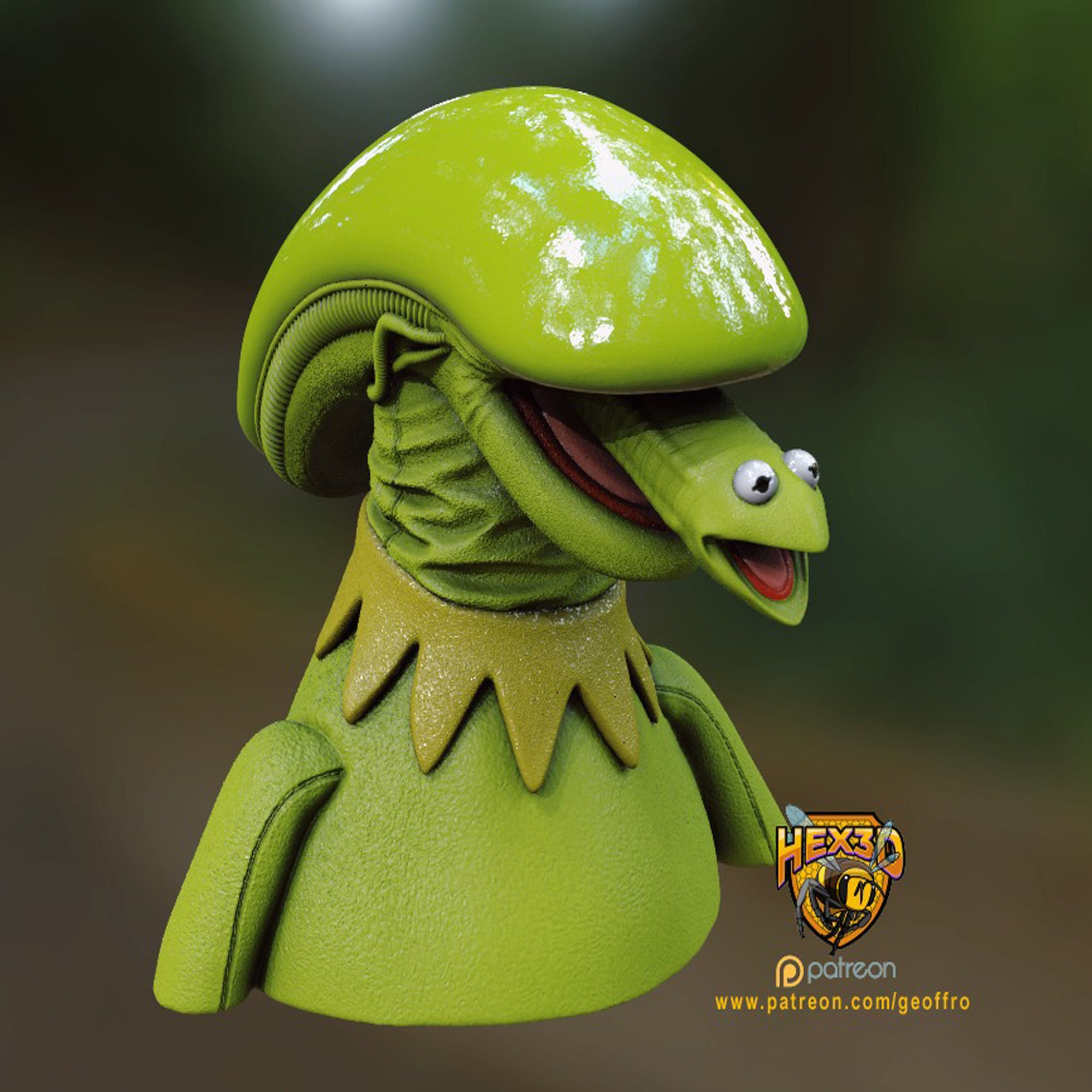 Kermit the Xenomorph 3D Printed Model by Hex3d - Etsy