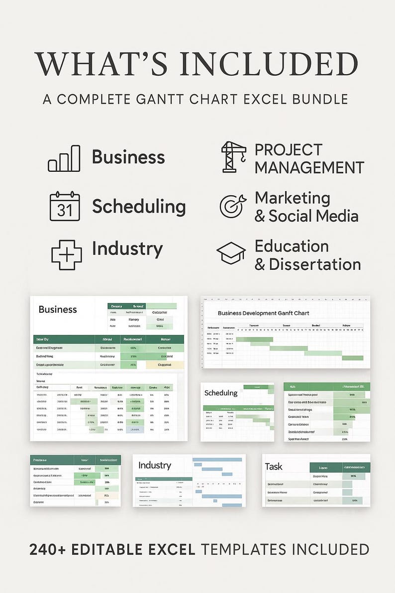 Gantt Chart Excel Template Bundle: Project Management & Task Tracker ...
