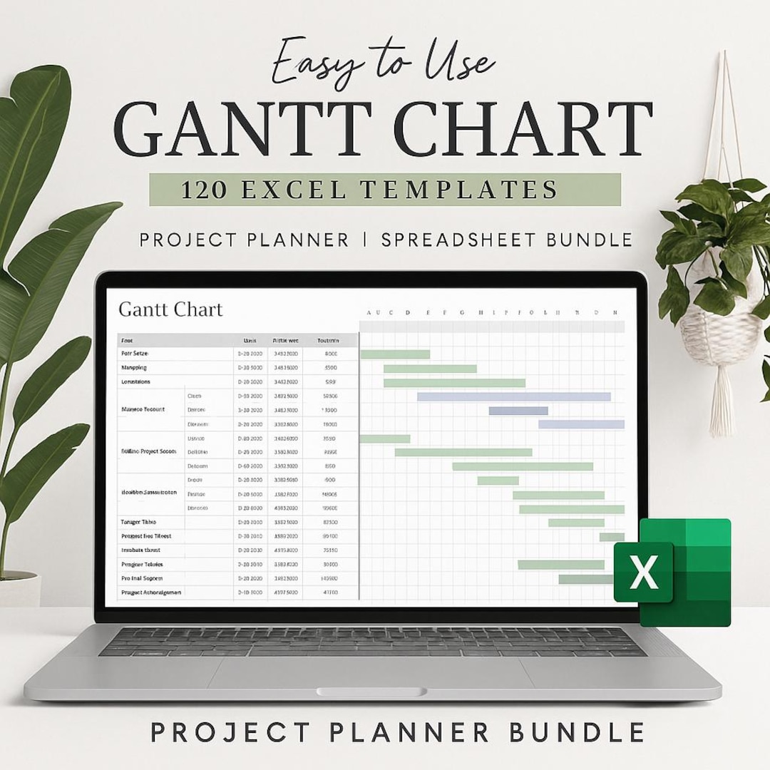 Gantt Chart Excel Template Bundle: Project Management & Task Tracker ...