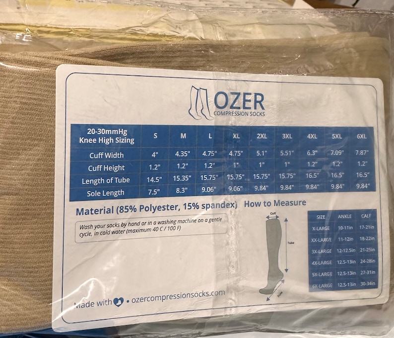 20-30mmhg Ozer Medical Compression Socks Pain Relief Calf Leg Foot Support Stocking Men&women (S ...