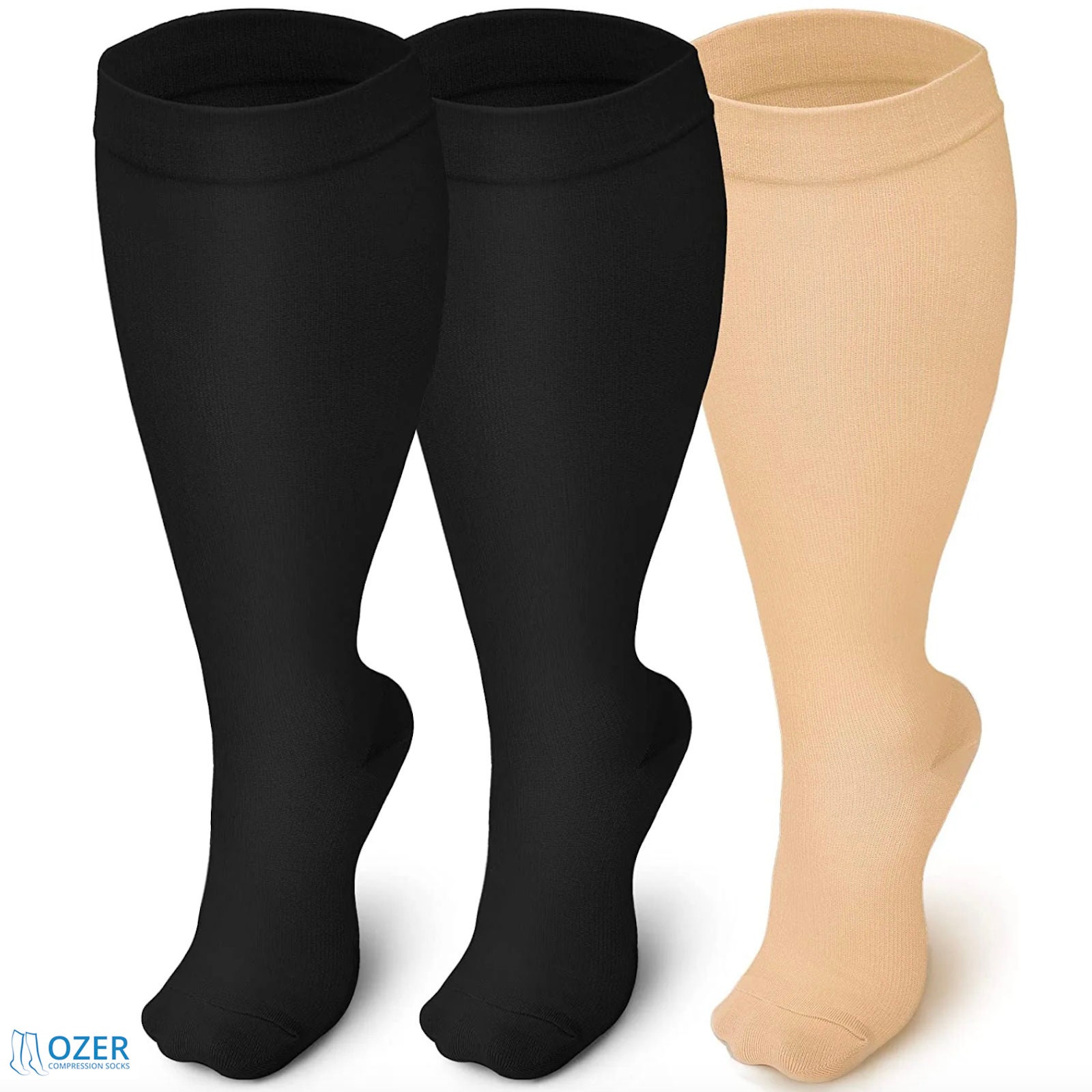 Extra Wide Calf 20-30mmhg Ozer Medical Compression Socks Pain Relief Calf Leg Foot Support ...