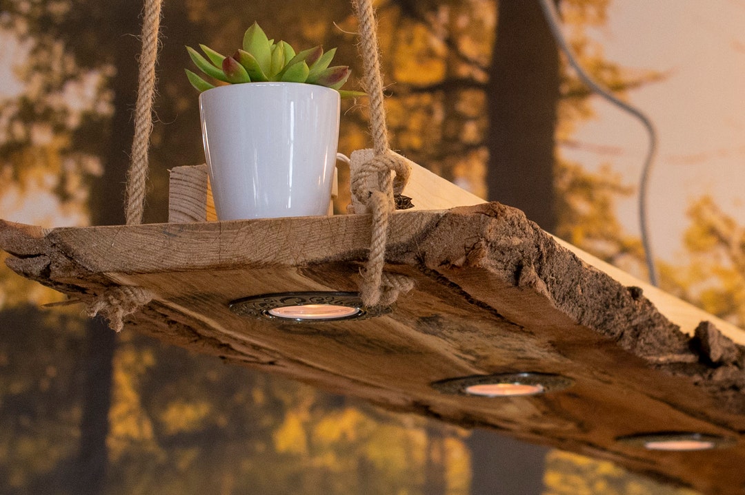 Hanging -pine Wood - Rustic Lamp Wooden Pendant - Vintage - Dining Room ...