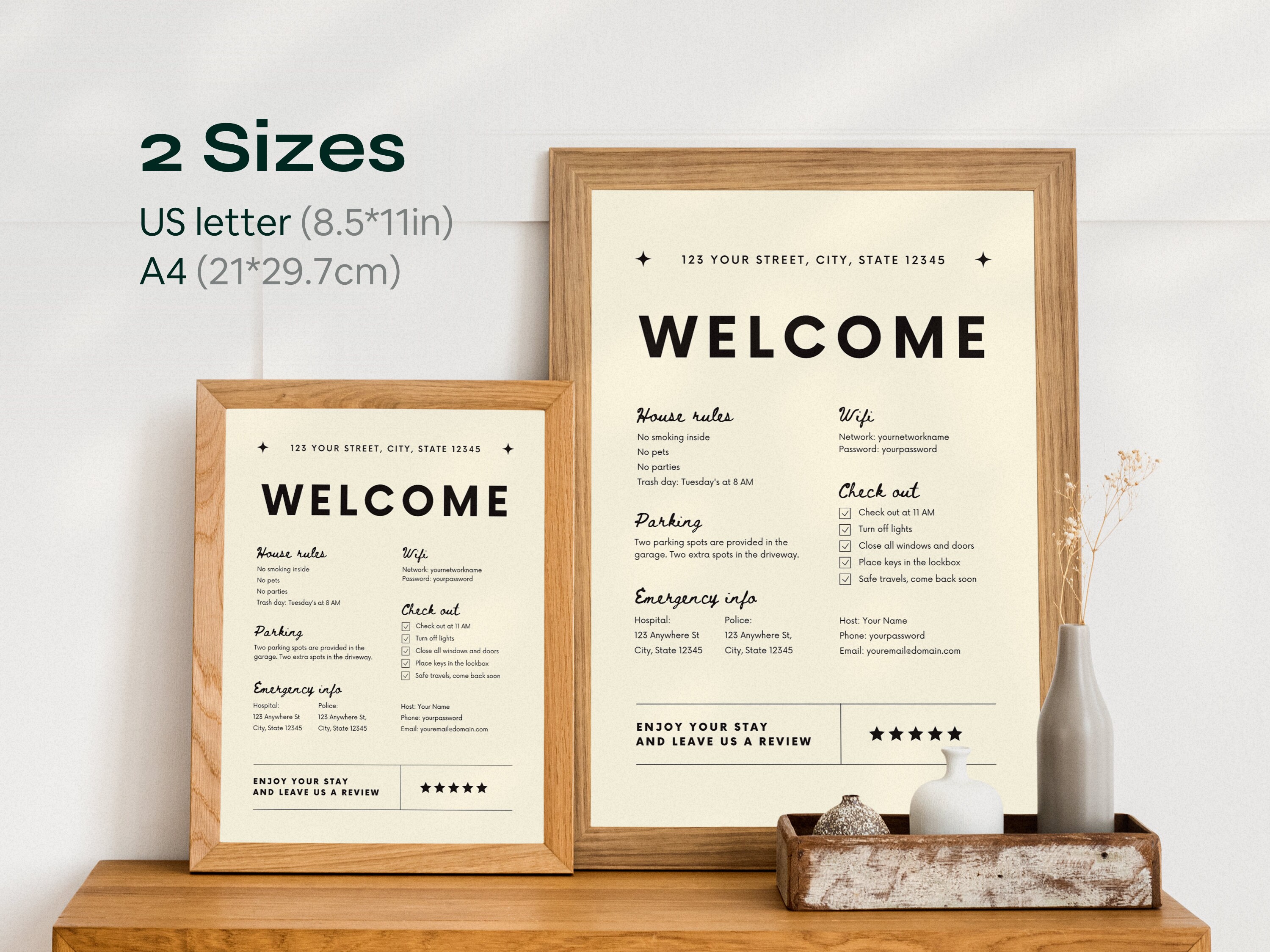 1 Page Airbnb Welcome Sign Template, Printable Wifi Sign, House Rules ...