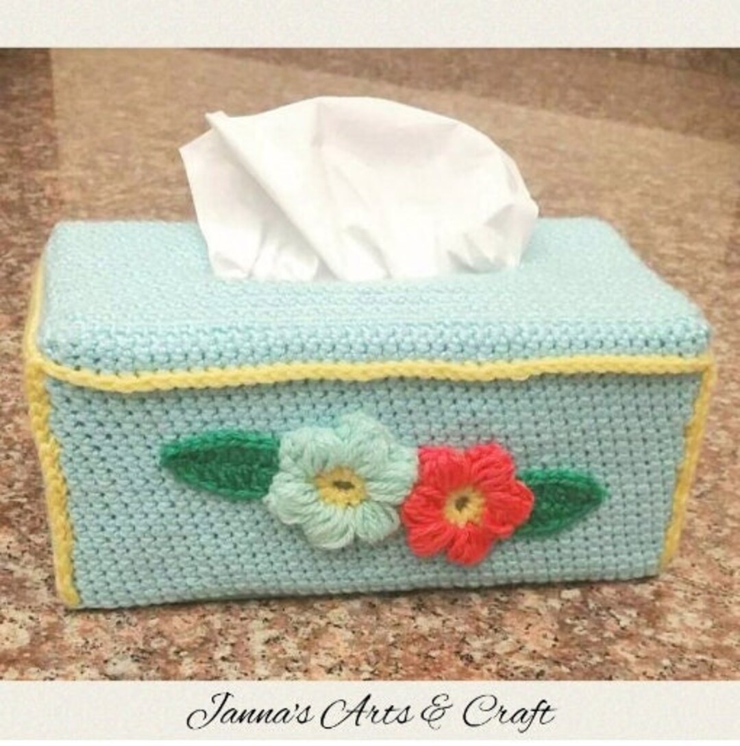 Crochet Flower Tissue Box Case - Etsy
