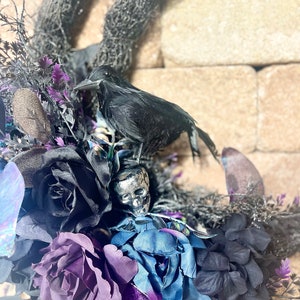 Crescent Moon Wreath, Black Sparkly Halloween Wreath With Silver Skull ...