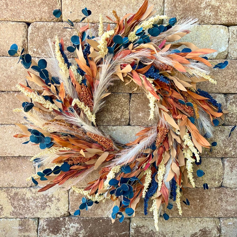 Blue Fall Wreath - Etsy