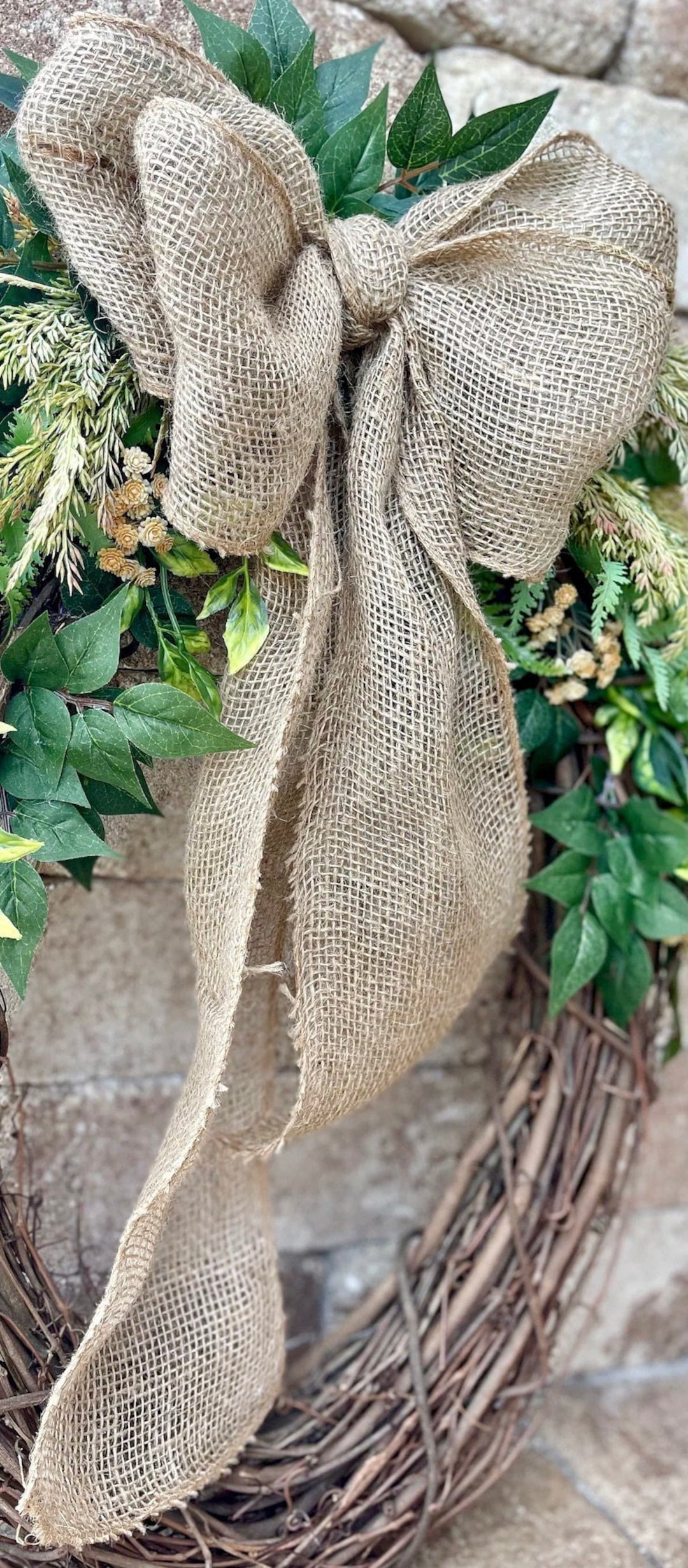 Burlap Wreath Bow: Natural Rustic Farmhouse Decor - Etsy