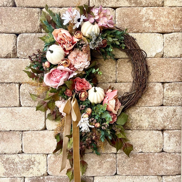 Pink Fall Wreath - Etsy