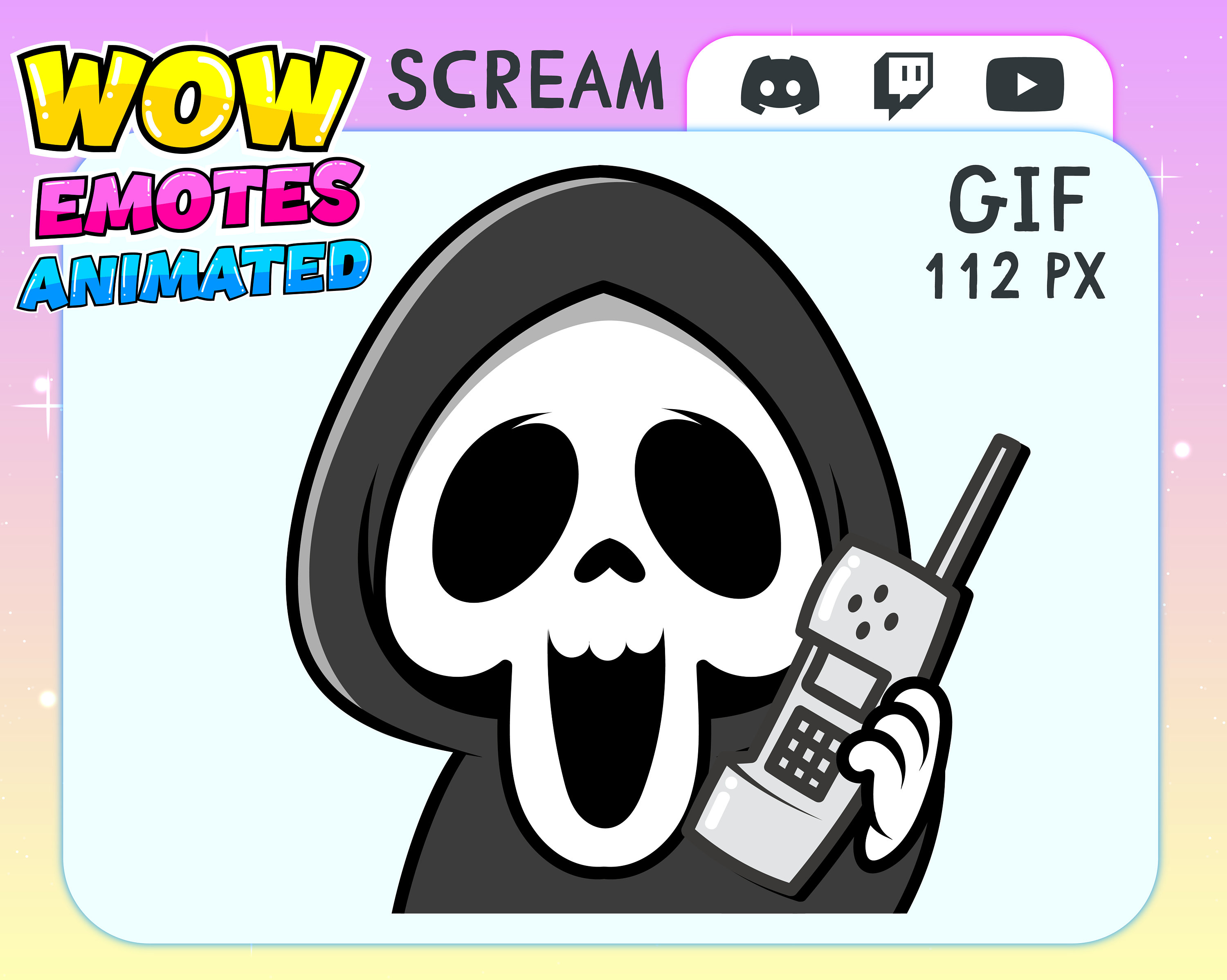 Scream Movie Animated Emote Wazzup Animated Emote Ghostface - Etsy