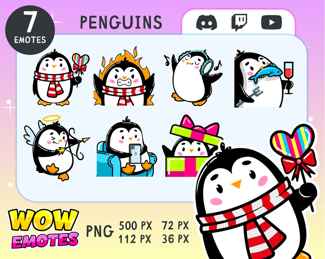 Cute Penguin Emote, Funny Penguin Twitch Emote, Youtube Emote, Discord ...