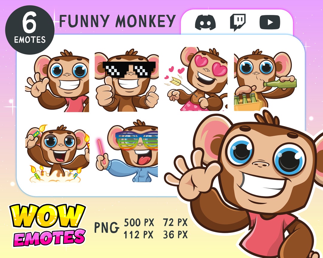 Funny Monkey Emote, Cute Monkey Twitch Emote, Youtube Emote, Discord ...