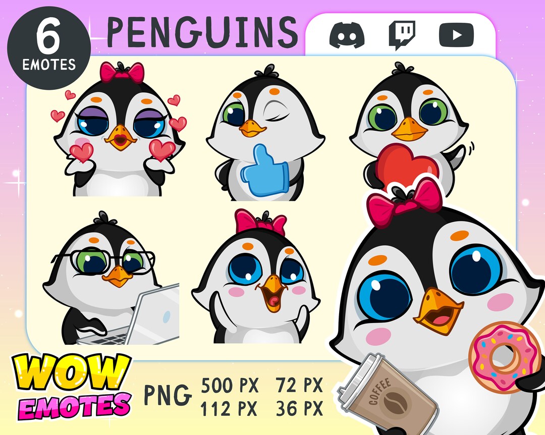 Cute Penguins Emotes, Funny Penguin Twitch Emote, Youtube, Discord ...
