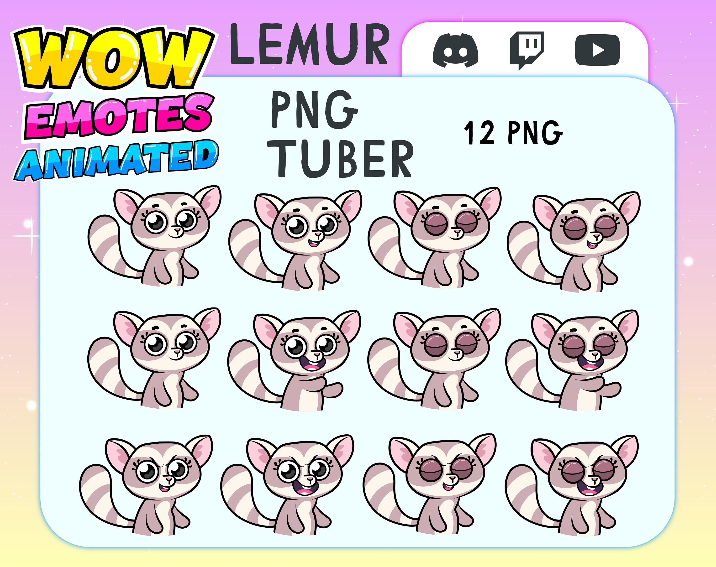 Chibi Lemur Pngtuber, Kawaii Lemur Png Tuber, Twitch Streamer Emote ...