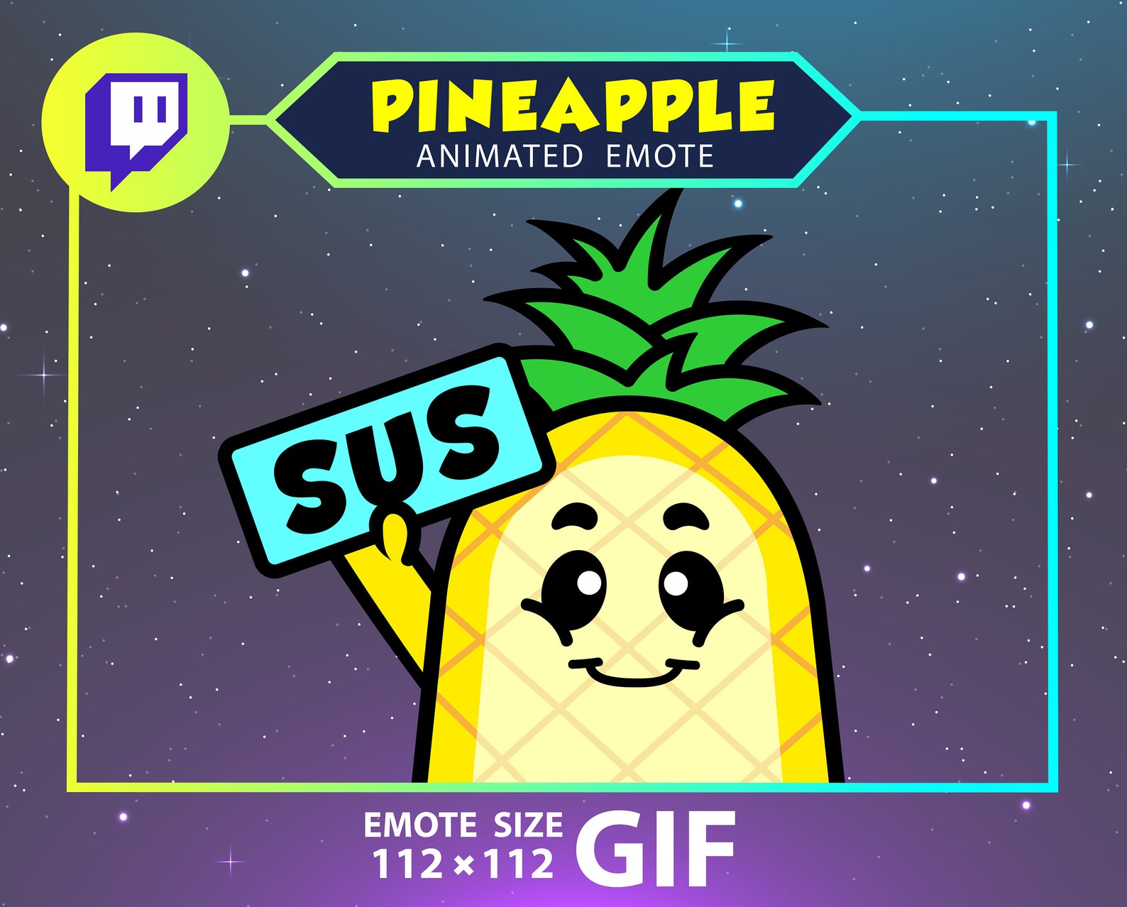 Cute Animated Pineapple Fruit Emotes, Twitch Emote, Discord Animated ...