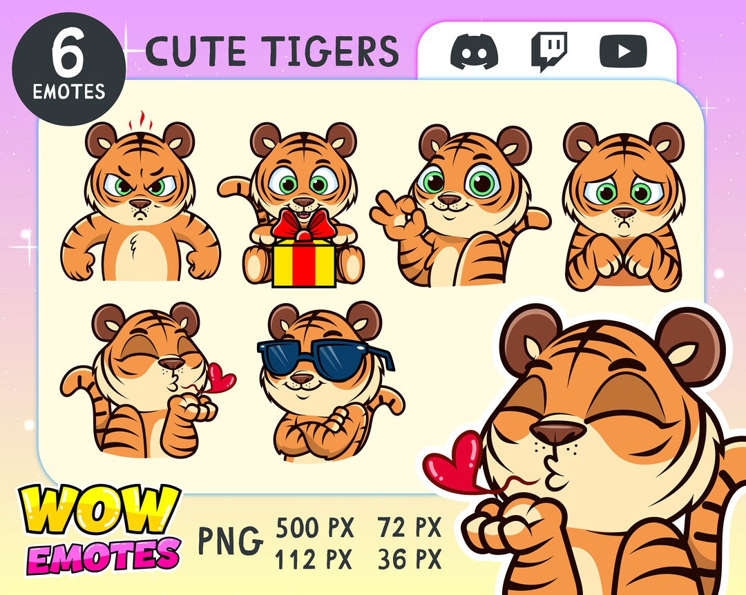 Cute Tiger Emote, Funny Tiger Twitch Emote, Youtube Emote, Discord ...