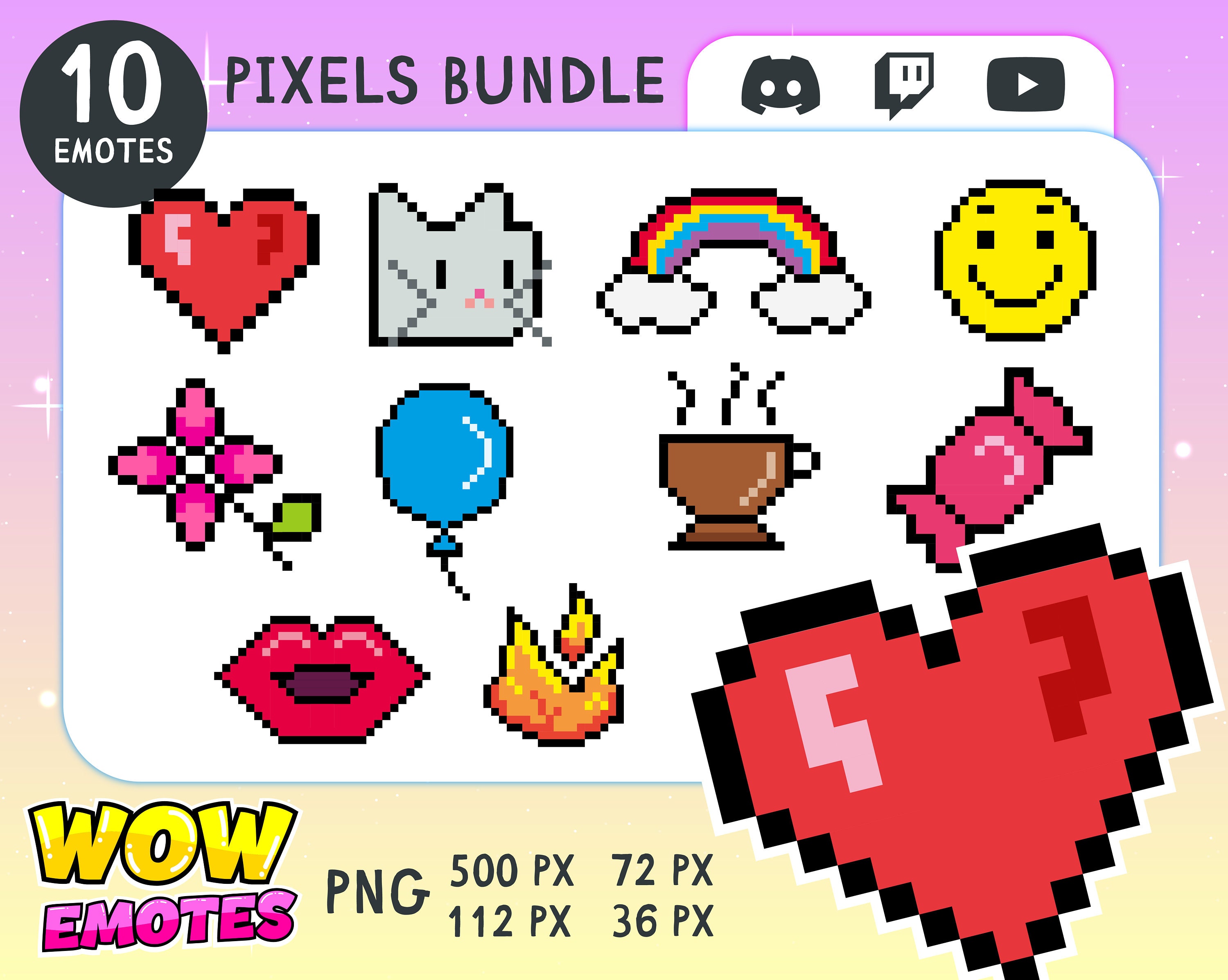 Cute Pixels Emote, Funny Pixel Twitch Emote, Youtube Emote, Discord ...