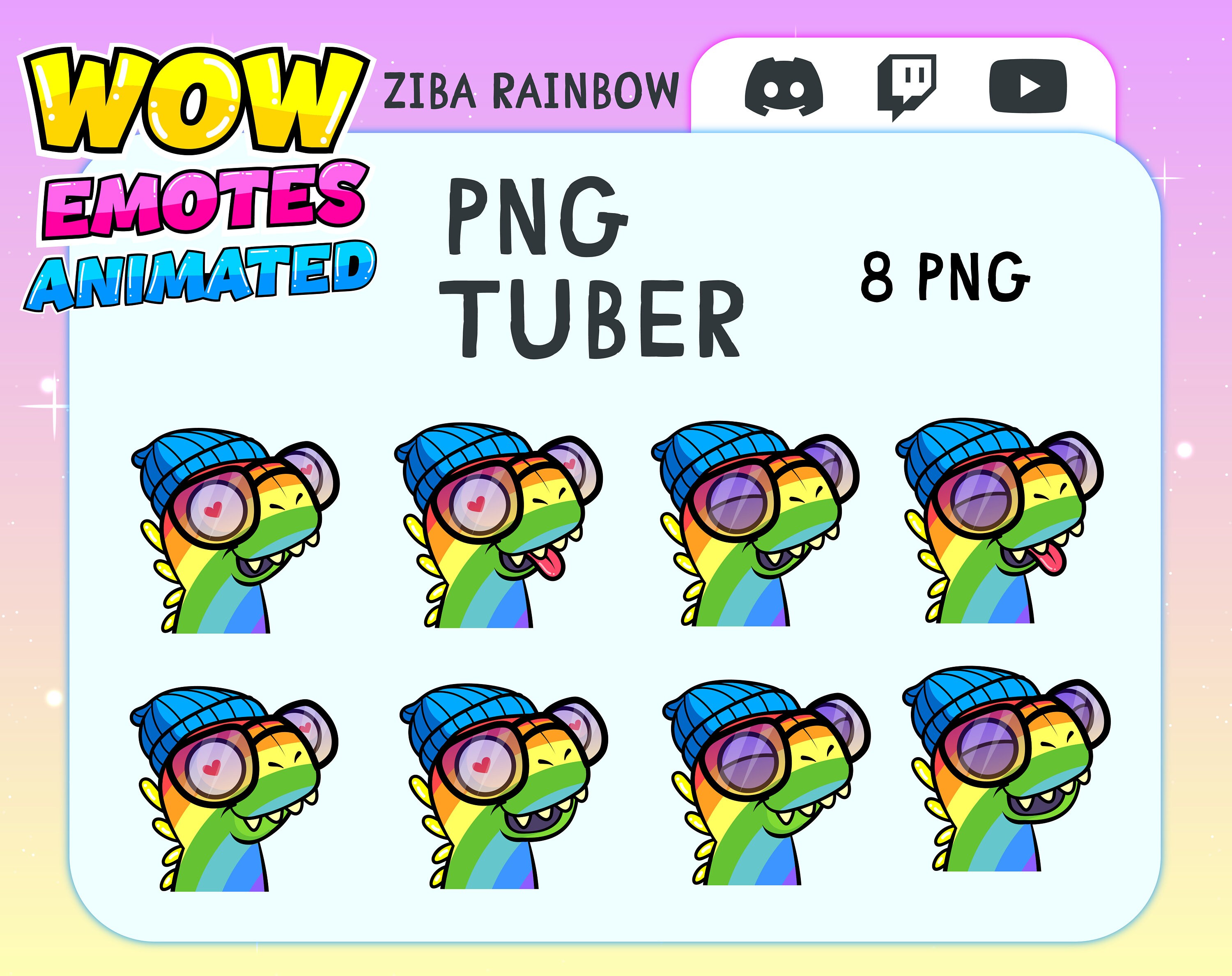 Cute Dinosaur Ziba Png Tuber, Lgbtq Twitch Streamer, Twitch Emote ...