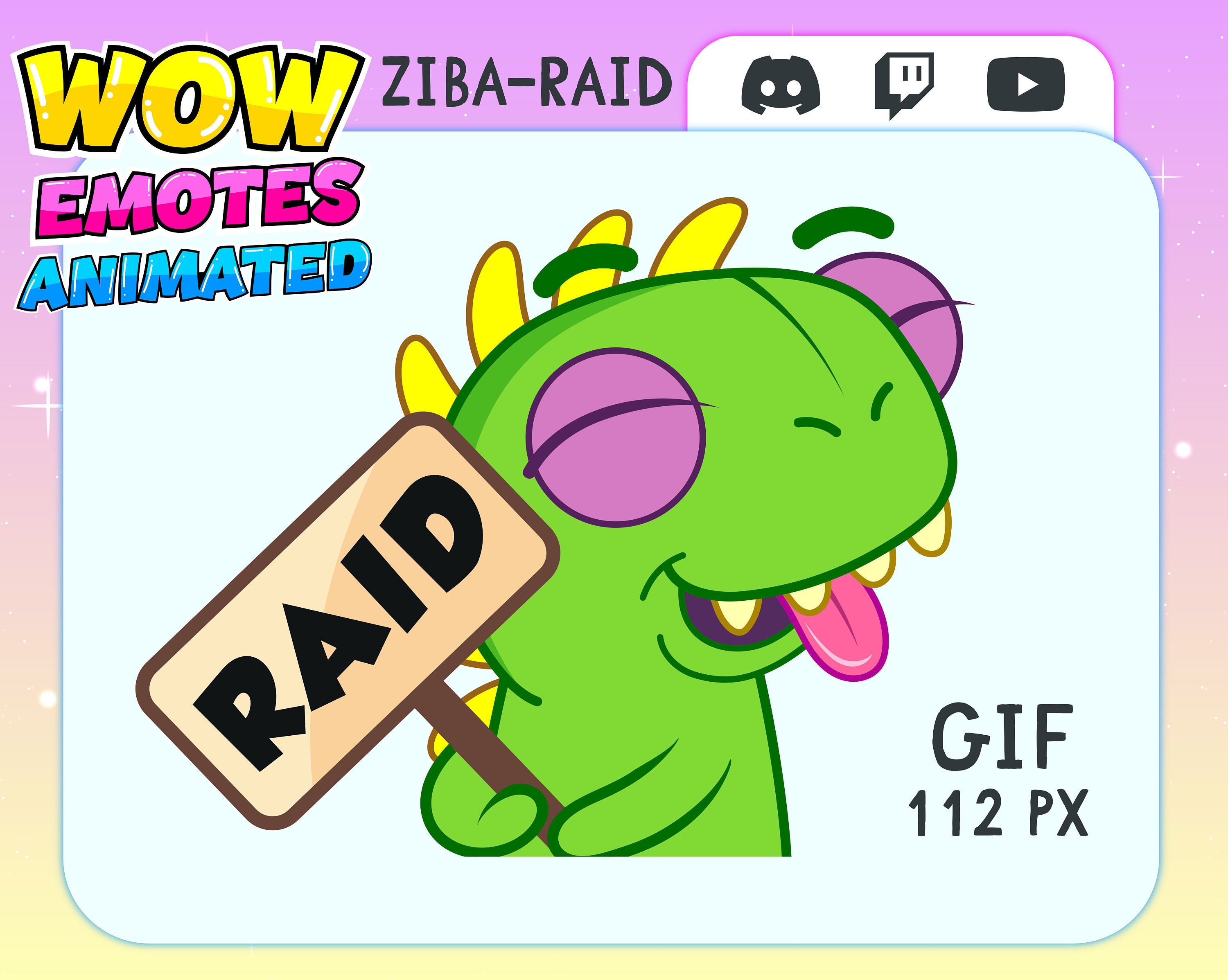 Animated Raid Emote Animated Cute Dinosaur Emote Twitch - Etsy
