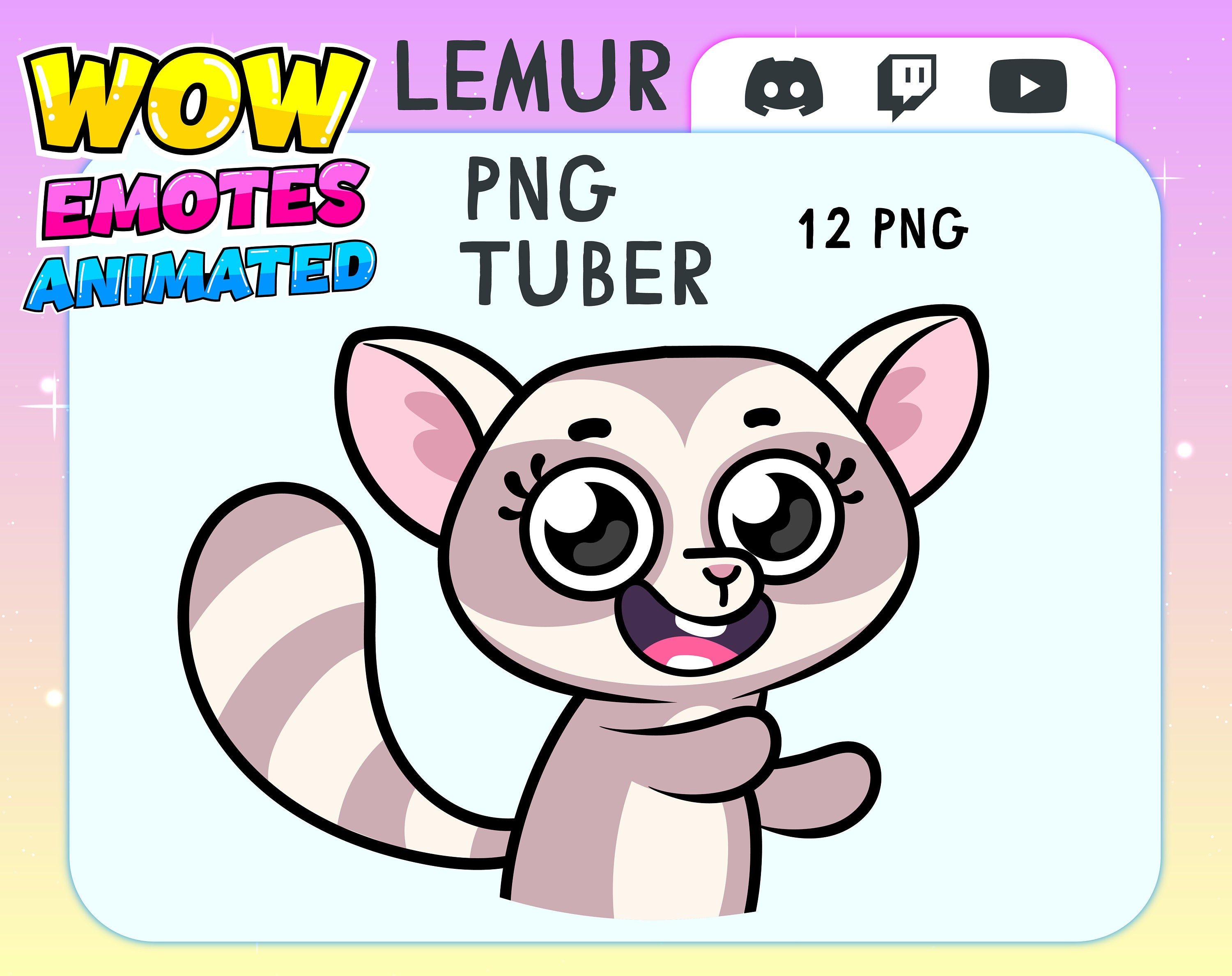 Chibi Lemur Pngtuber, Kawaii Lemur Png Tuber, Twitch Streamer Emote ...