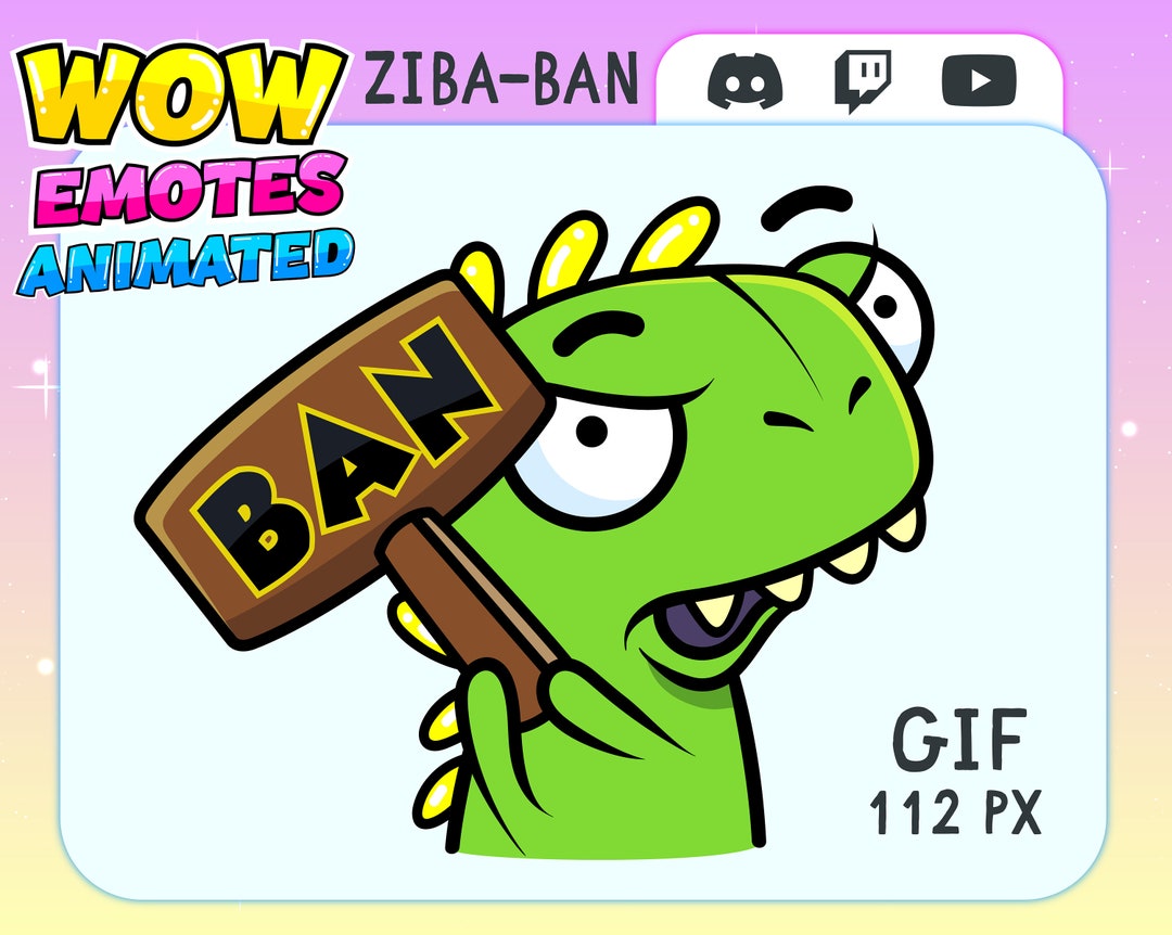 Animated Cute Dinosaur Emote Ban Hammer Animated Emote - Etsy