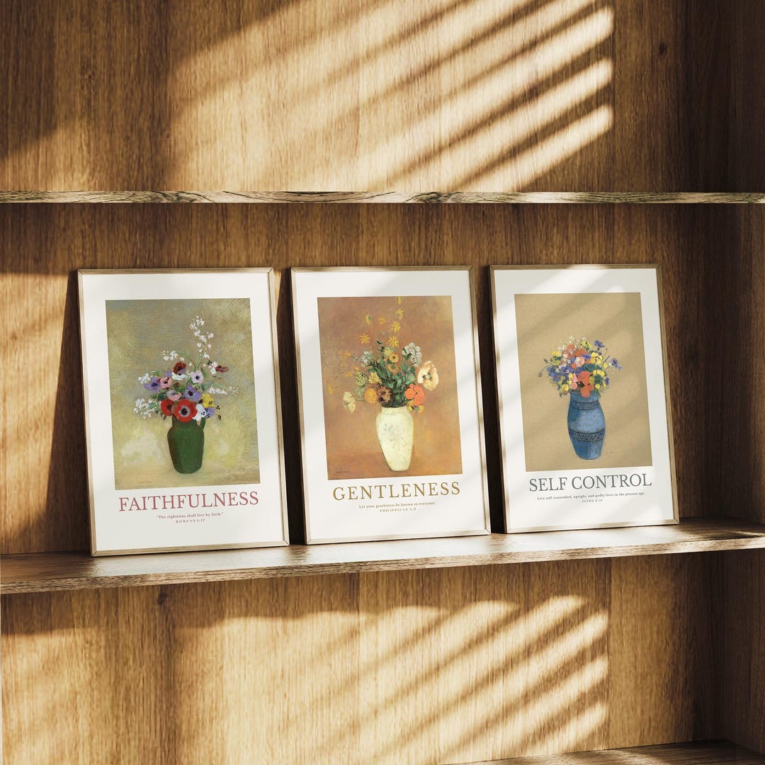 Fruit of the Spirit Wall Art Set of 3 – Faithfulness, Gentleness & Self ...