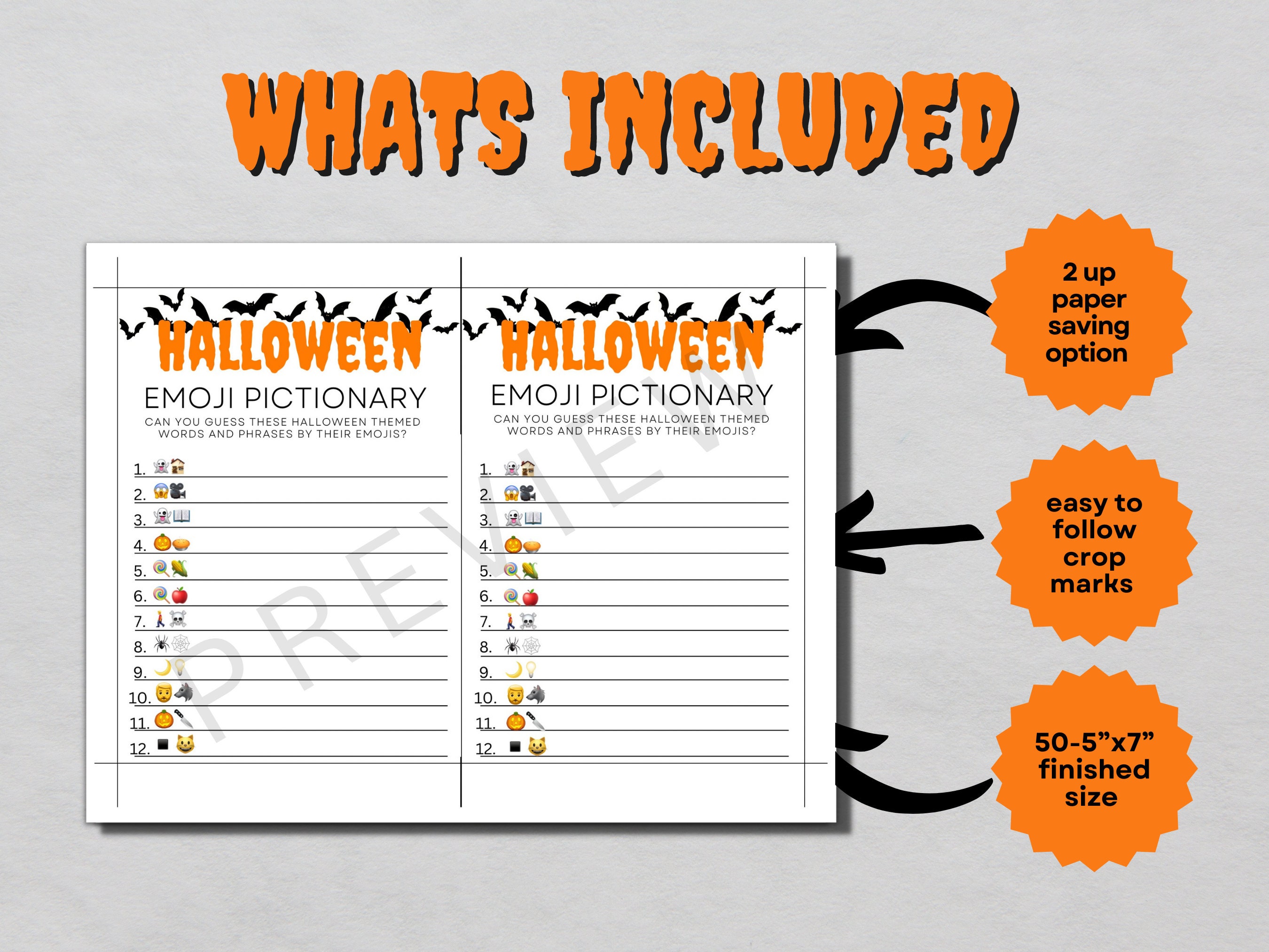 Halloween Emoji Pictionary Game, Printable Halloween Game, Emoji Game ...