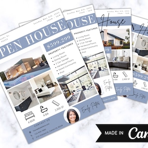 Blue Open House Flyer Template, New Home Flyer, Real Estate Flyer, Real ...