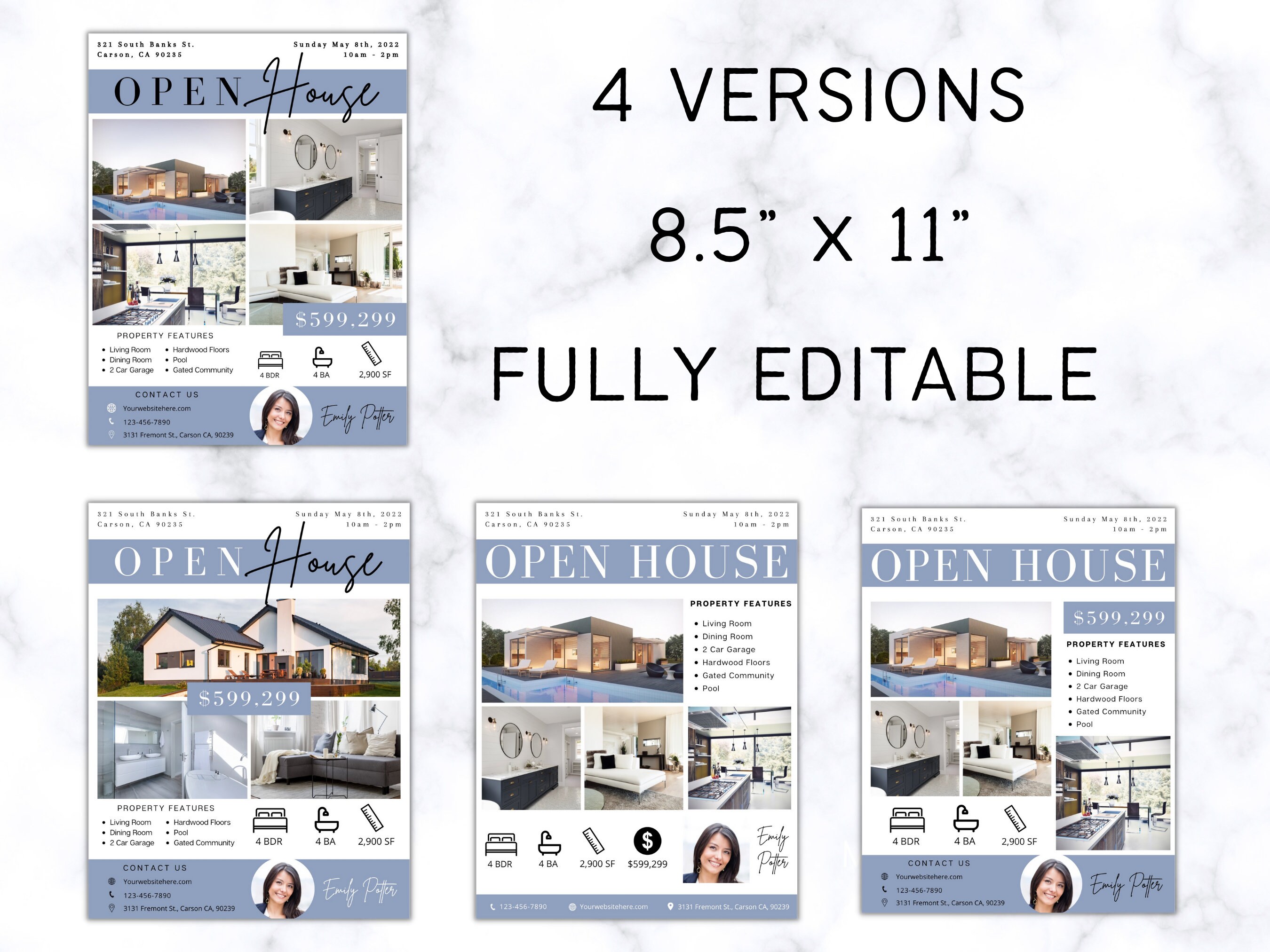 Blue Open House Flyer Template, New Home Flyer, Real Estate Flyer, Real ...