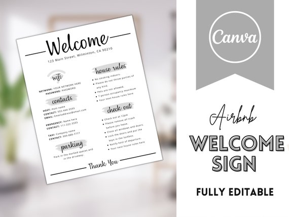 Editable Airbnb Welcome Sign Template Vacation Rental Things - Etsy