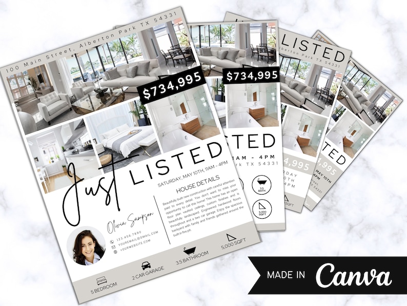 Just Listed Flyer Template, New Listing, Real Estate Marketing, Realtor ...