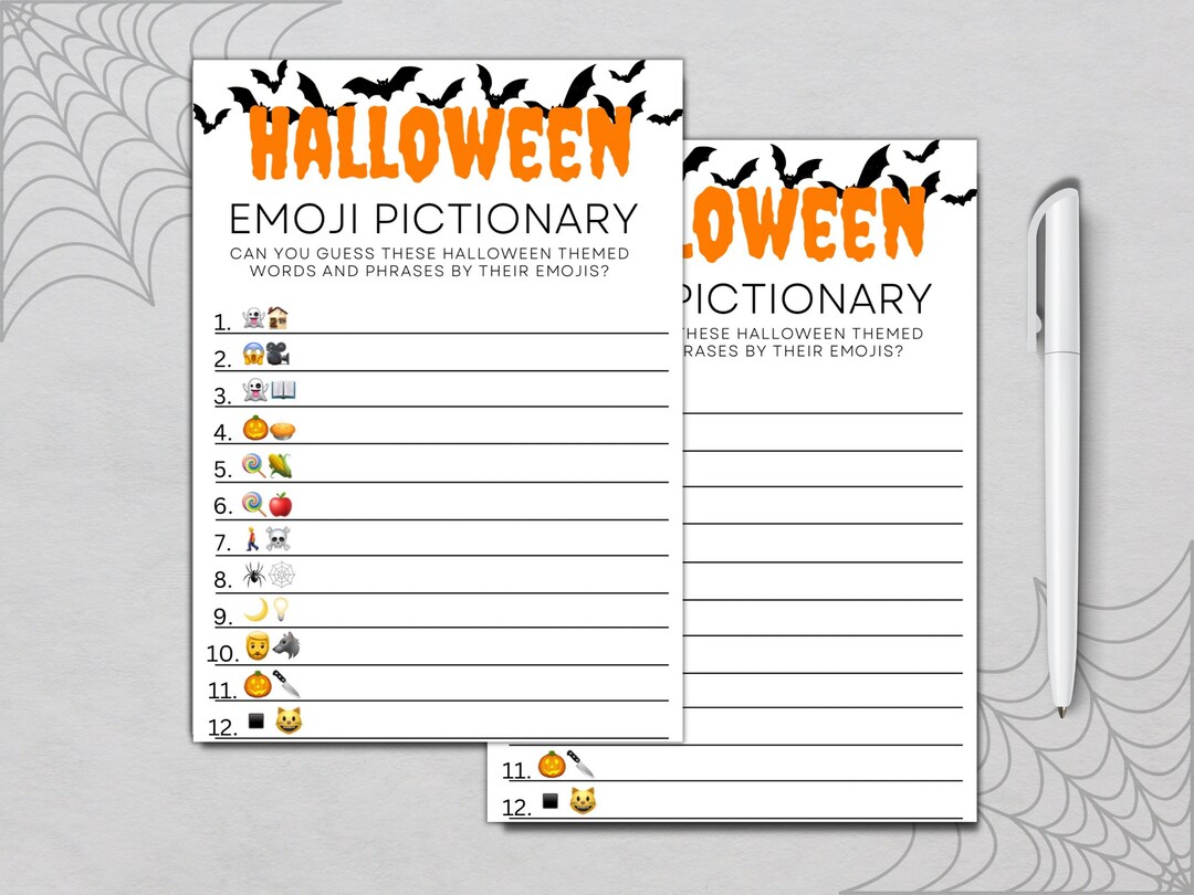 Halloween Emoji Pictionary Game, Printable Halloween Game, Emoji Game ...