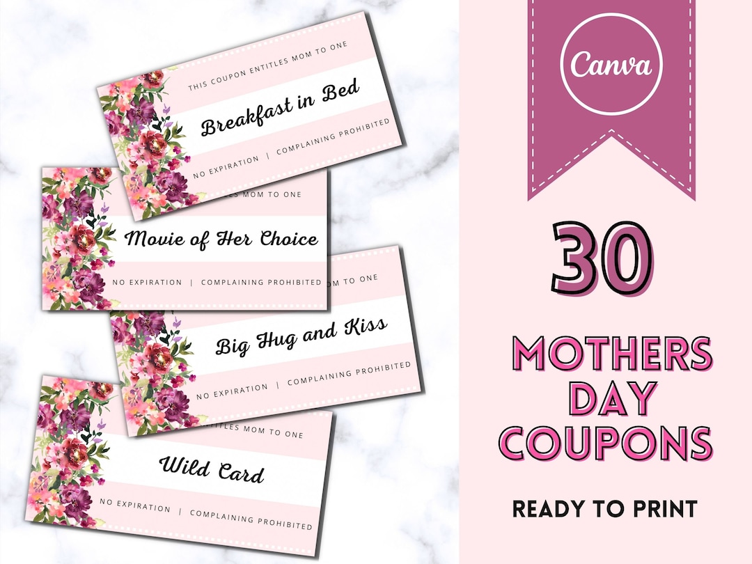 Mothers Day Coupon, Mothers Day DIY Printable Coupon, Last Minute Gift ...