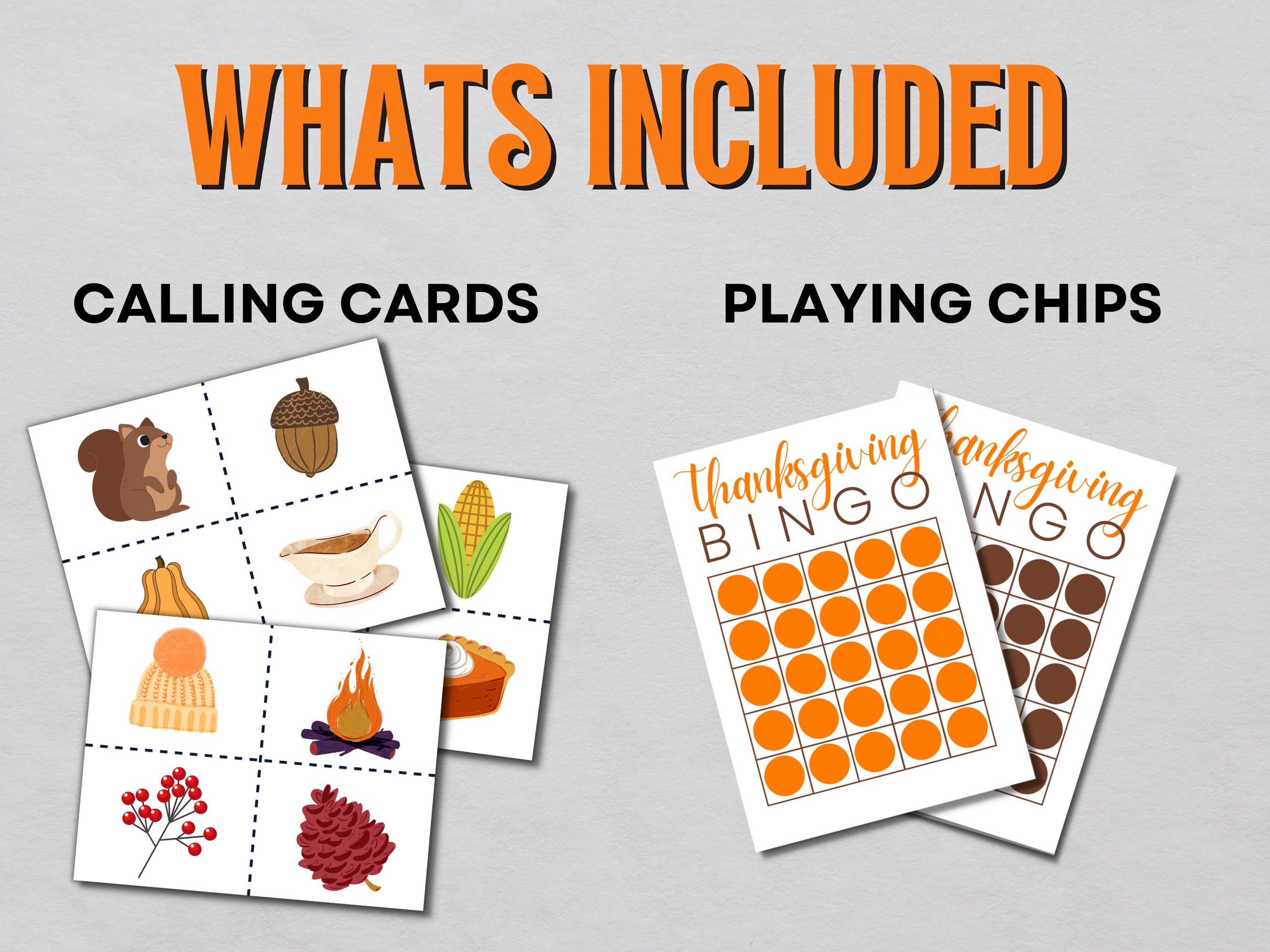 Thanksgiving Bingo Cards, 50 Printable Bingo Cards, Kids Activity, Kids ...