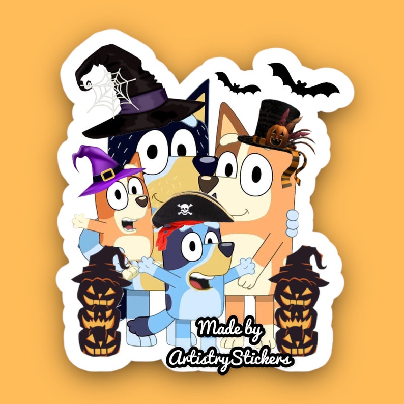 Bluey Family Sticker Bluey Halloween Sticker Fall Sticker - Etsy