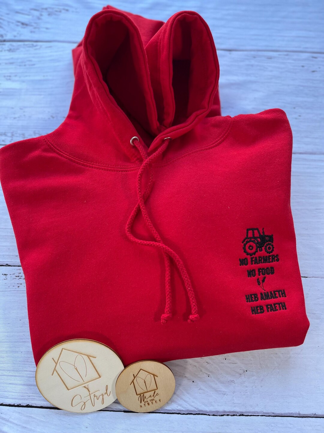 No Farmers No Food, Heb Amaeth Heb Faeth, Embroidered Hoodie ...