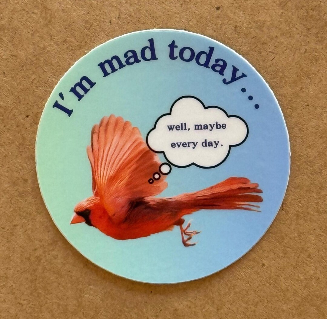 Cardinal Vinyl Sticker – Funny Bird Art, Wildlife Sticker, Weatherproof ...