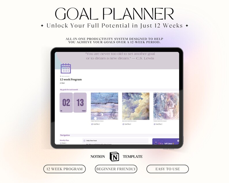 Notion Template Goal Productivity Planner Notion Dashboard Goals ...