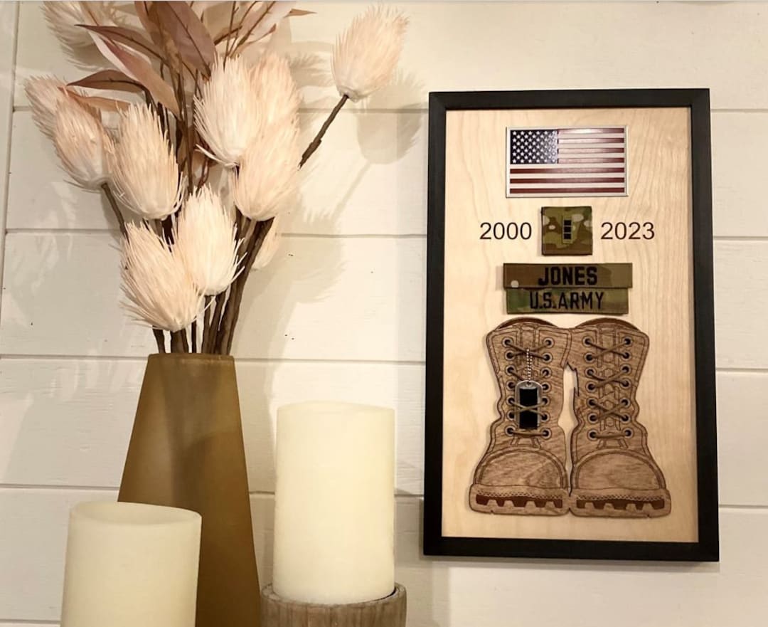 Personalized Military Shadow Box | Custom Army Boot Display With Name ...