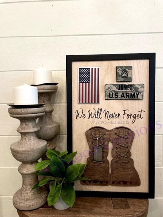 3D Wooden Engraved Military/ Veteran/ Fallen Soldier Sign - Etsy