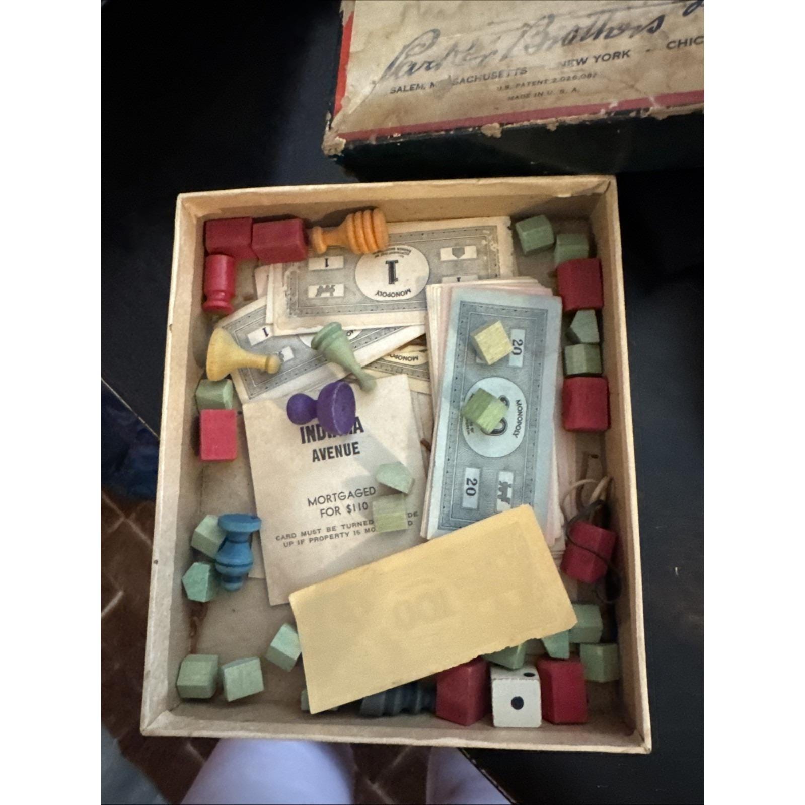 Monopoly Parker Brothers Game 1935 Wood Houses Metal Pieces No Board ...