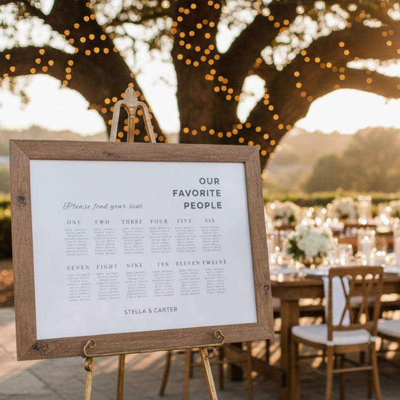 Modern Script Seating Chart Cards Template, Elegant Wedding Table ...