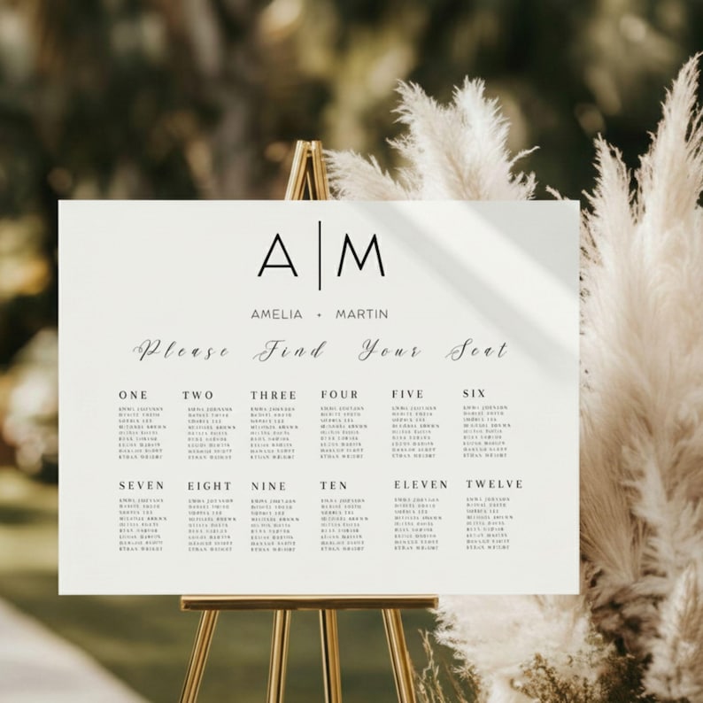 Complete Wedding Seating Chart Bundle | Editable Table Numbers & Place ...